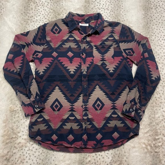 PacSun | Shirts | Pacsun Aztec Tribal Western Buttondown Large Red ...
